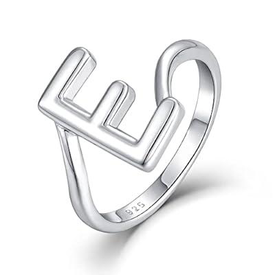 letter e ring silver